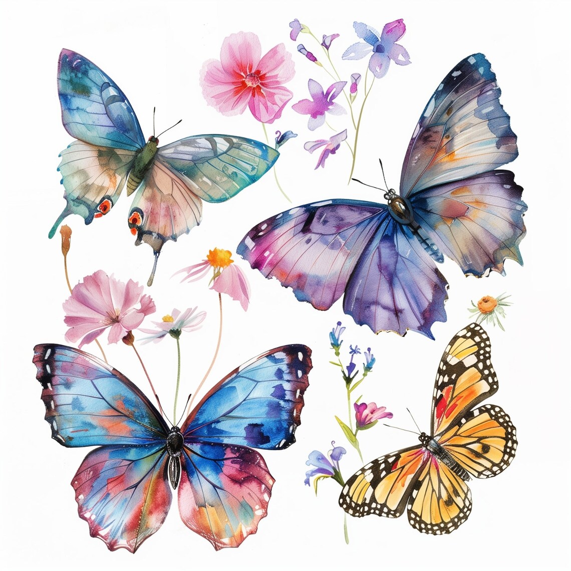 10 Butterfly Clip Art Set, Instant Download for Scrapbooking and Paper ...