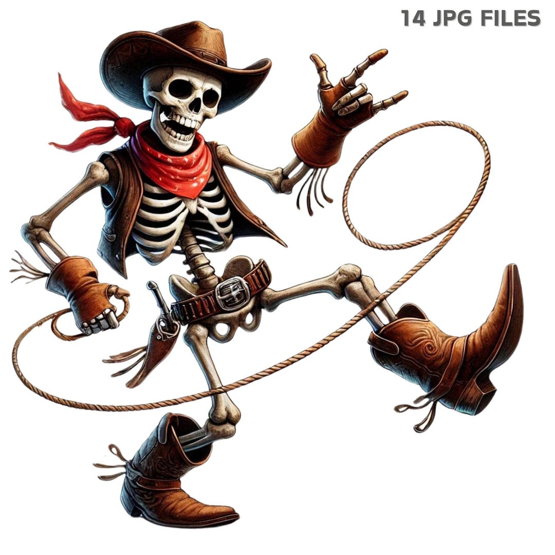 Digital Cowboy Dancing Skeletons, Digital Crafting, Cowboy Skeleton ...