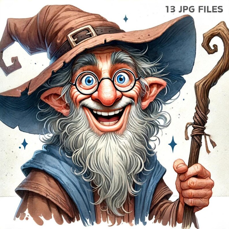 Wizard Watercolor Clipart Digital Download Bundle for Scrapbooking ...