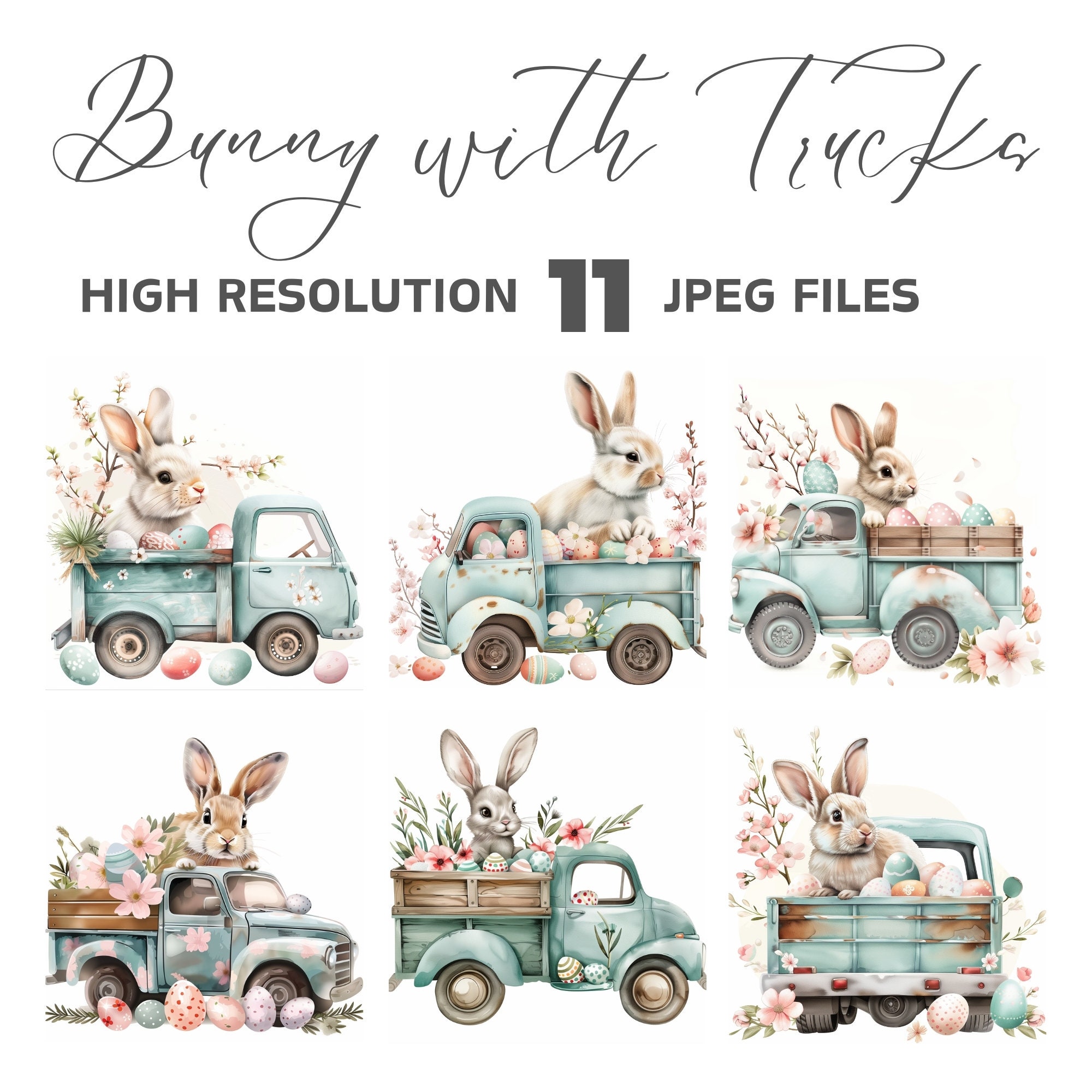 11 Easter Bunny Illustration, Digital Print for Baby Room, Rabbit Lover ...