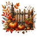 Autumn Garden Fence Watercolor Clipart Set, Digital Crafting, Fall ...