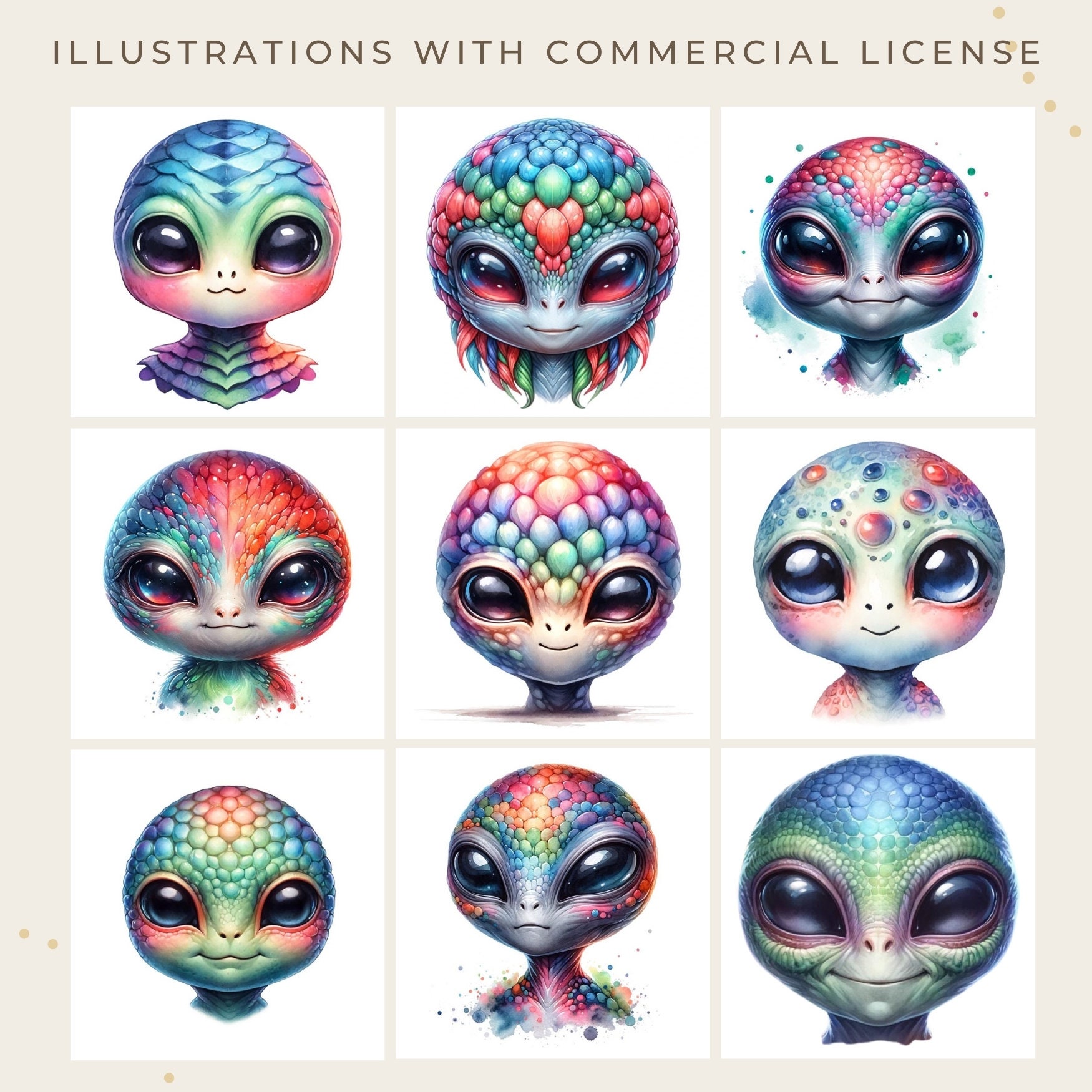 12 Funny Alien Head Clipart, Digital Downloads for Crafting Projects ...