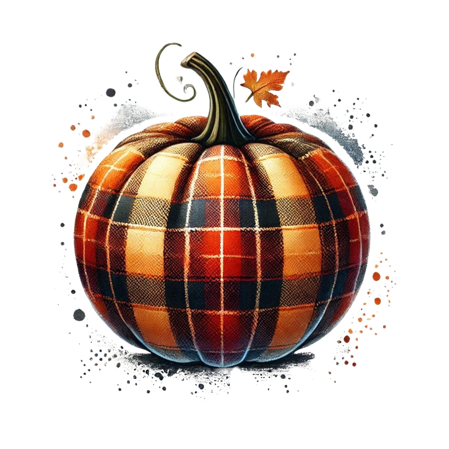 Plaid Pumpkin Clipart, High Resolution Digital Downloads for Fall ...
