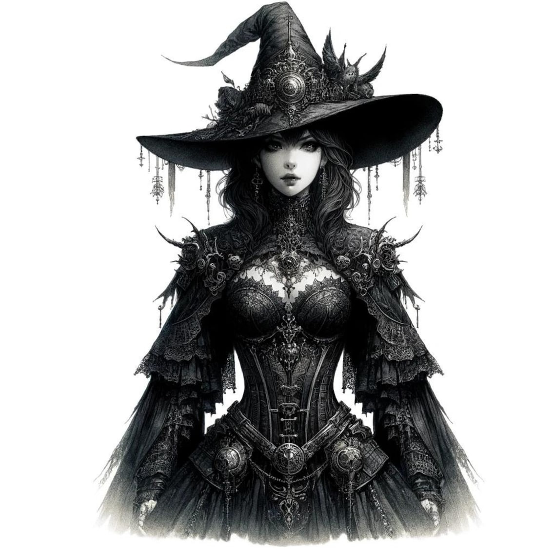 Gothic Witch Clipart Set, Dark Fantasy Mystical Images for Halloween ...