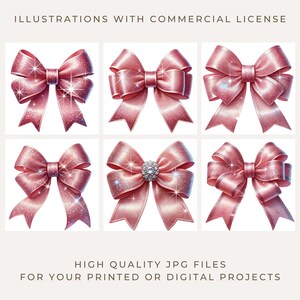 Pink Sparkling Coquette Bow Clipart, Watercolor Bows & Preppy Girly ...