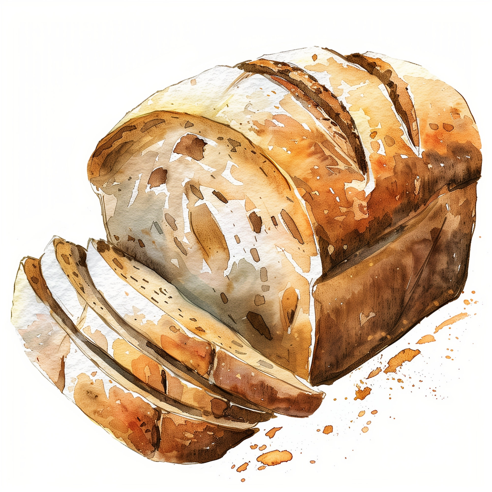 Bread Baker Clip Art Collection With Watercolor Sourdough, Ideal for ...