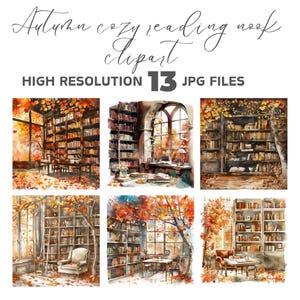 Autumn Cozy Reading Nook Clipart Set for Fall Wall Art & Planner Decor ...