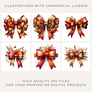 Coquette Bow Fall Bundle, Digital Download, Autumn Watercolor Clipart ...