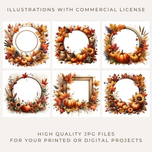 Autumn Floral Frame Clipart Bundle, Digital Crafting Watercolor Images ...