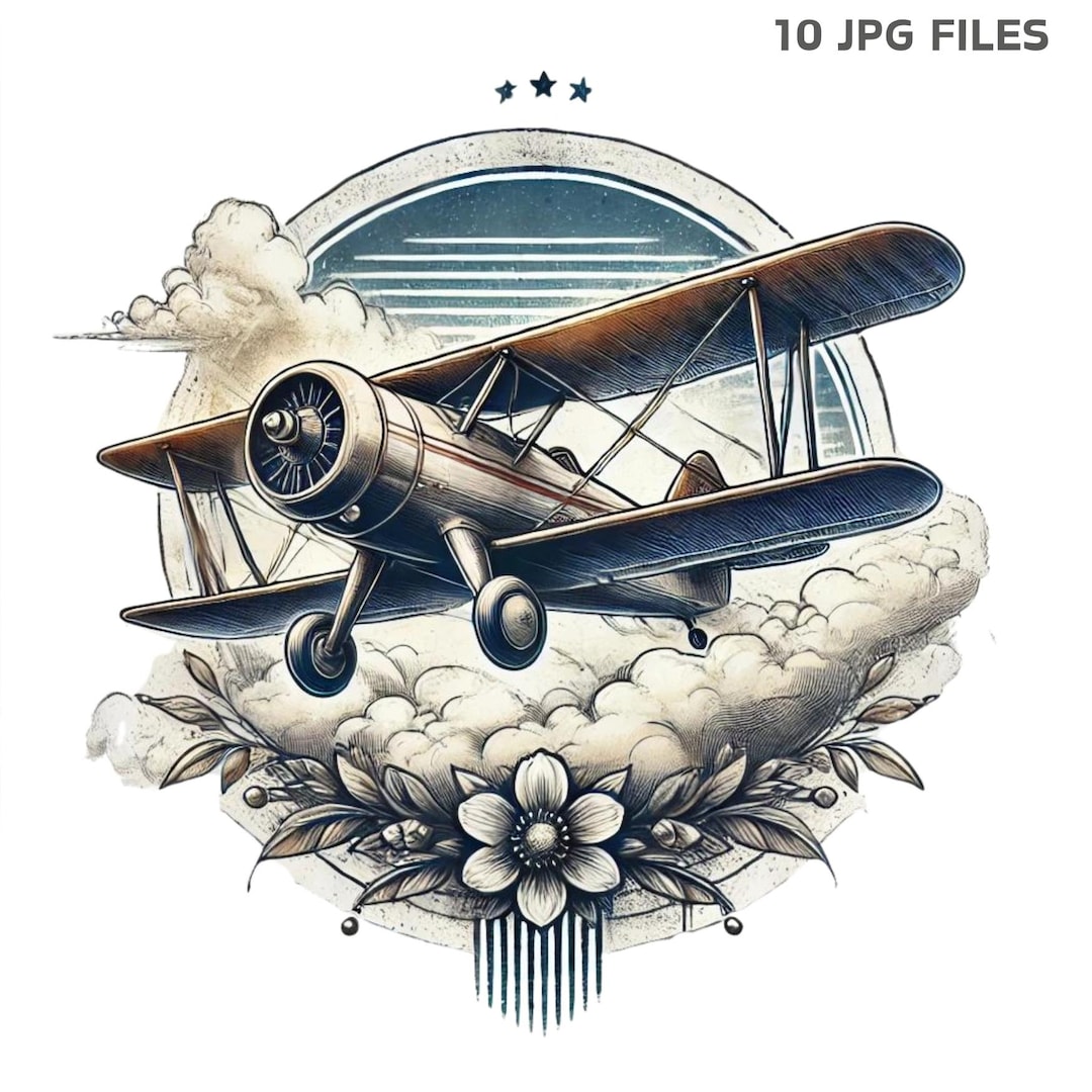 Vintage Plane Clipart Set, High Resolution JPG for Digital Crafting ...