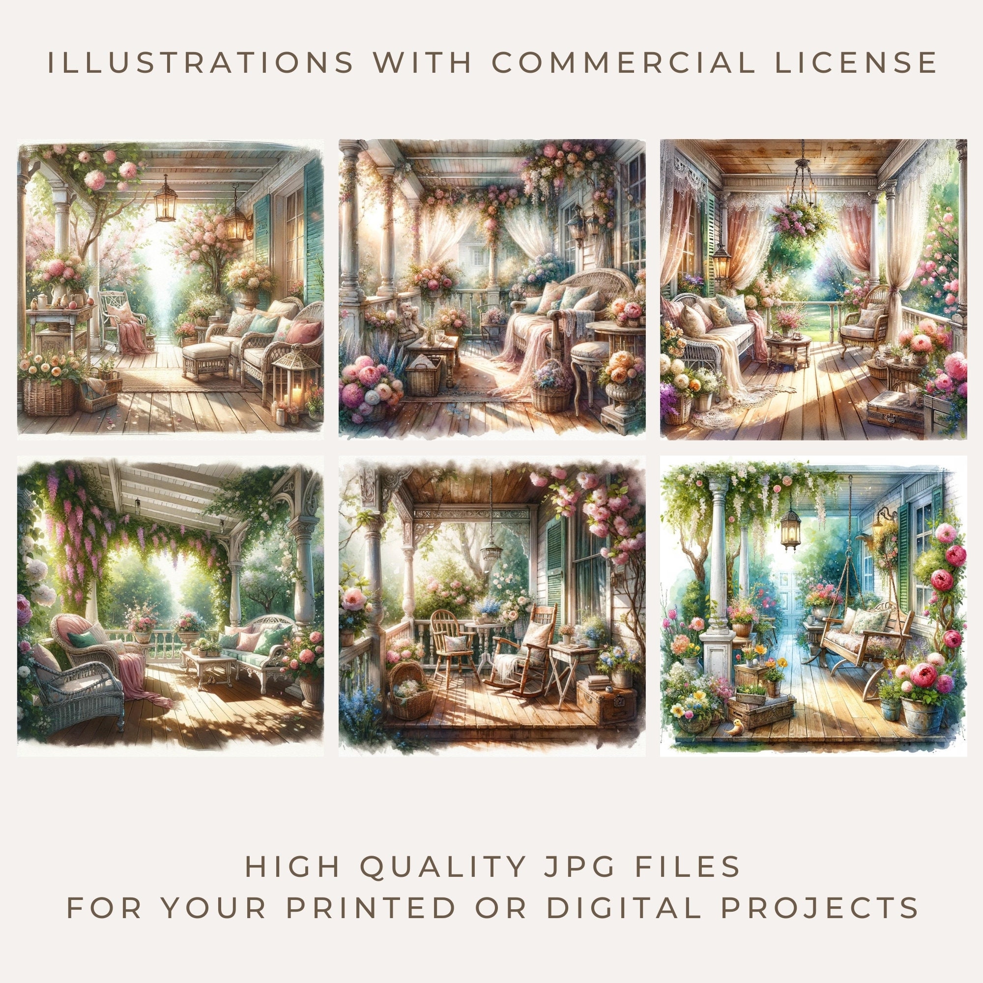 11 Shabby Chic Outdoor Porch Decor Kit, Paper Craft, Front Porch ...