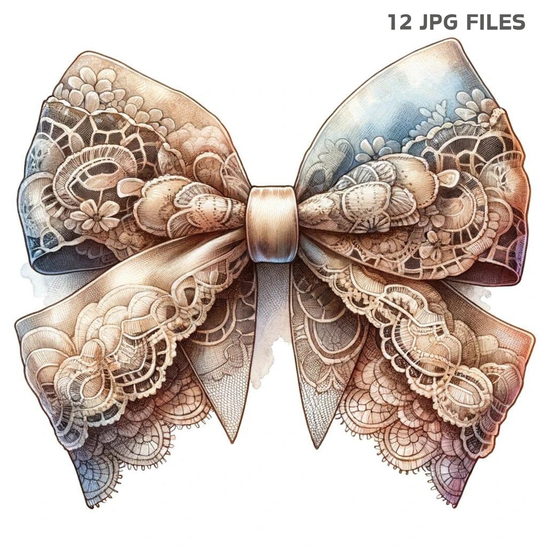 Retro Lace Bow Clipart, Shabby Chic Decor, Coquette Aesthetic Digital ...