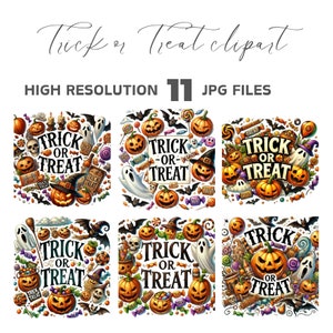 Trick or Treat Clipart Bundle, Cute Halloween Images for Junk Journals ...