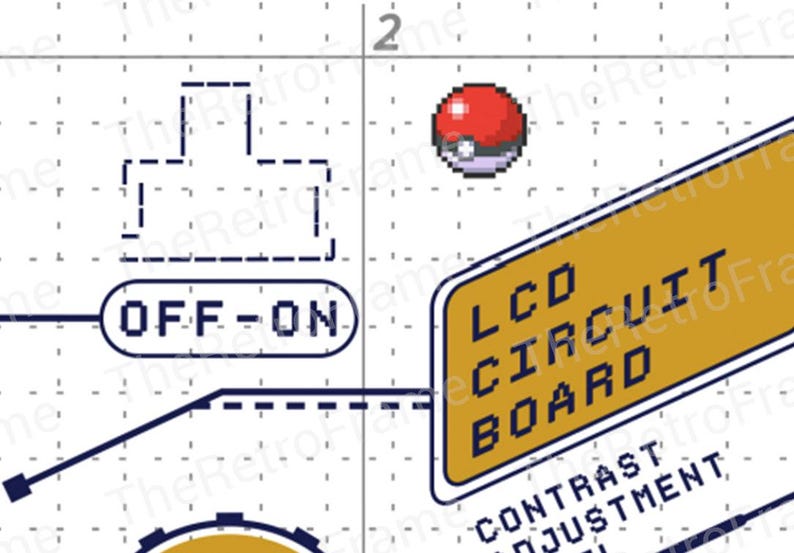 ORIGINAL GAMEBOY Teardown Template - POKEMON Version (white Blueprint ...