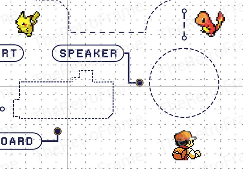 ORIGINAL GAMEBOY Teardown Template - POKEMON Version (white Blueprint ...