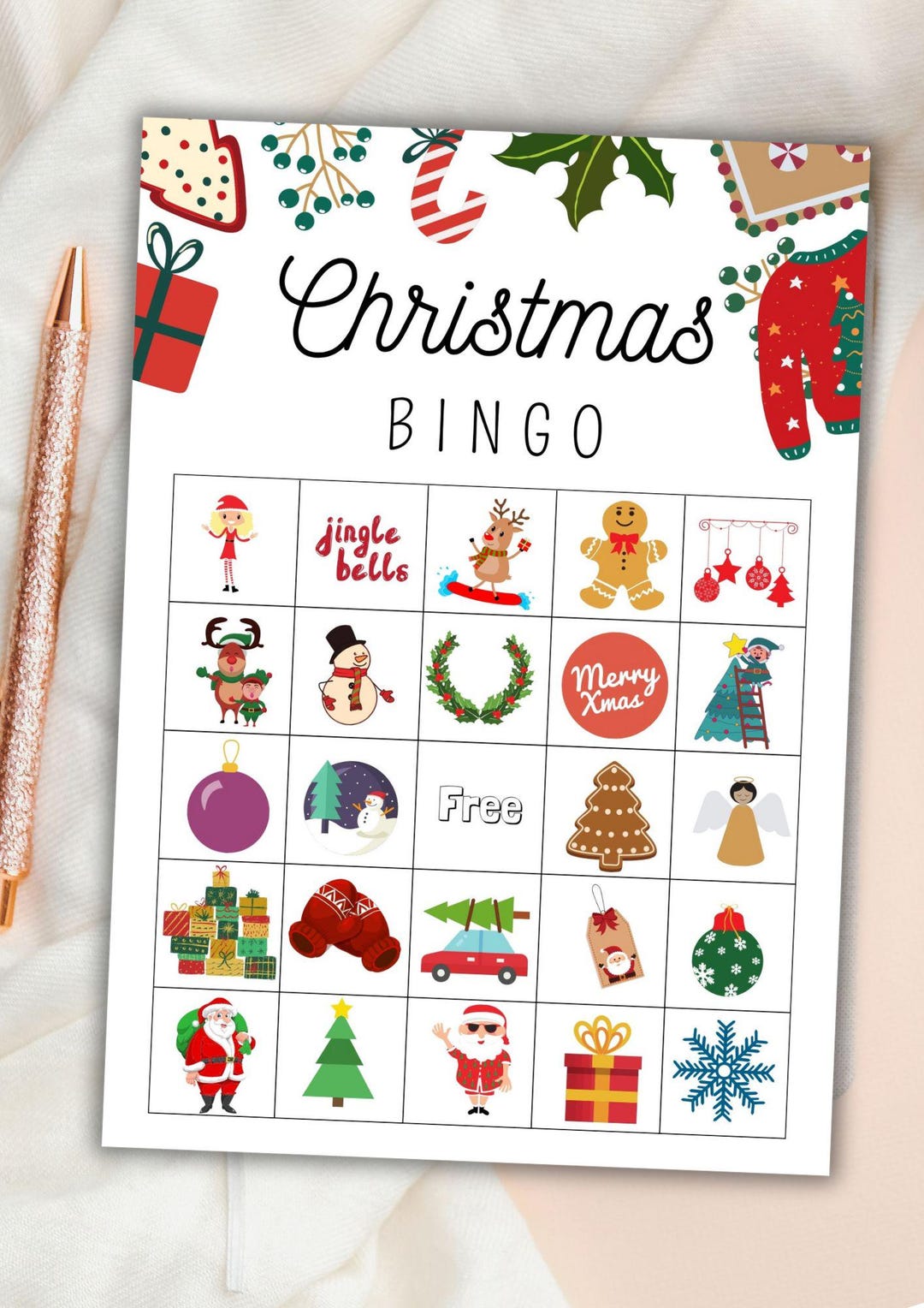 50 Christmas Bingo Cards, Family Fun, Christmas Bingo to Print ...