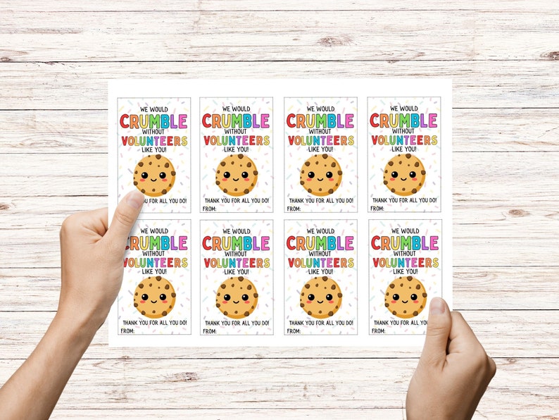 Volunteer Appreciation Printable Gift Tag, Volunteer Thank You Cookie ...