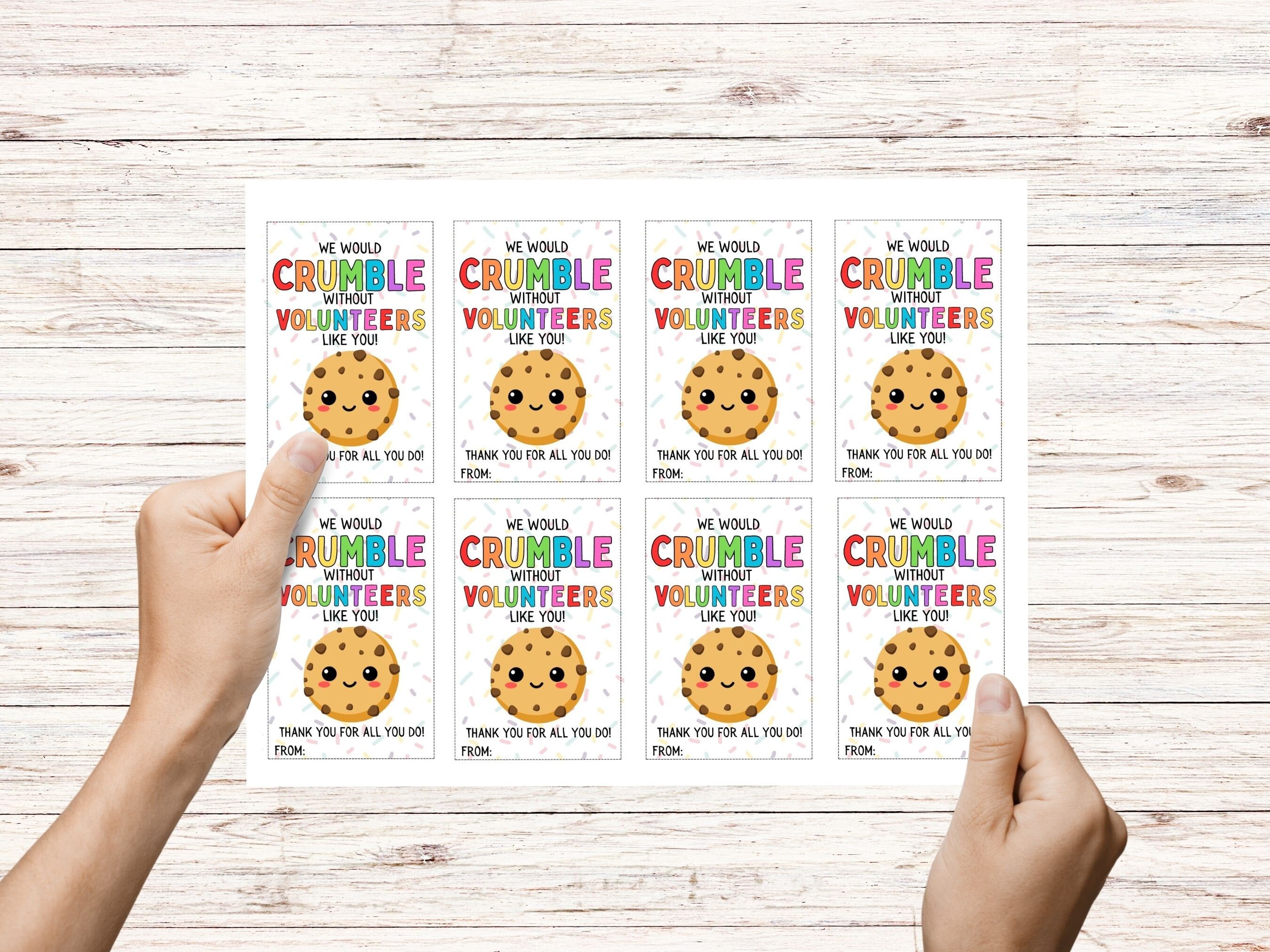Volunteer Appreciation Printable Gift Tag, Volunteer Thank You Cookie ...