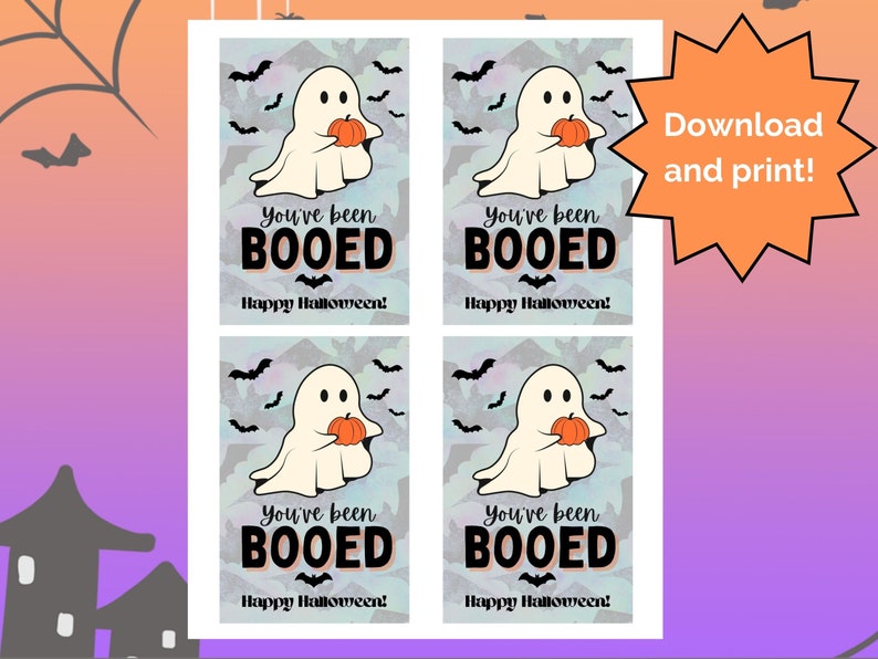 You've Been Booed Gift Tag Printable, Instant Download Halloween Tags ...