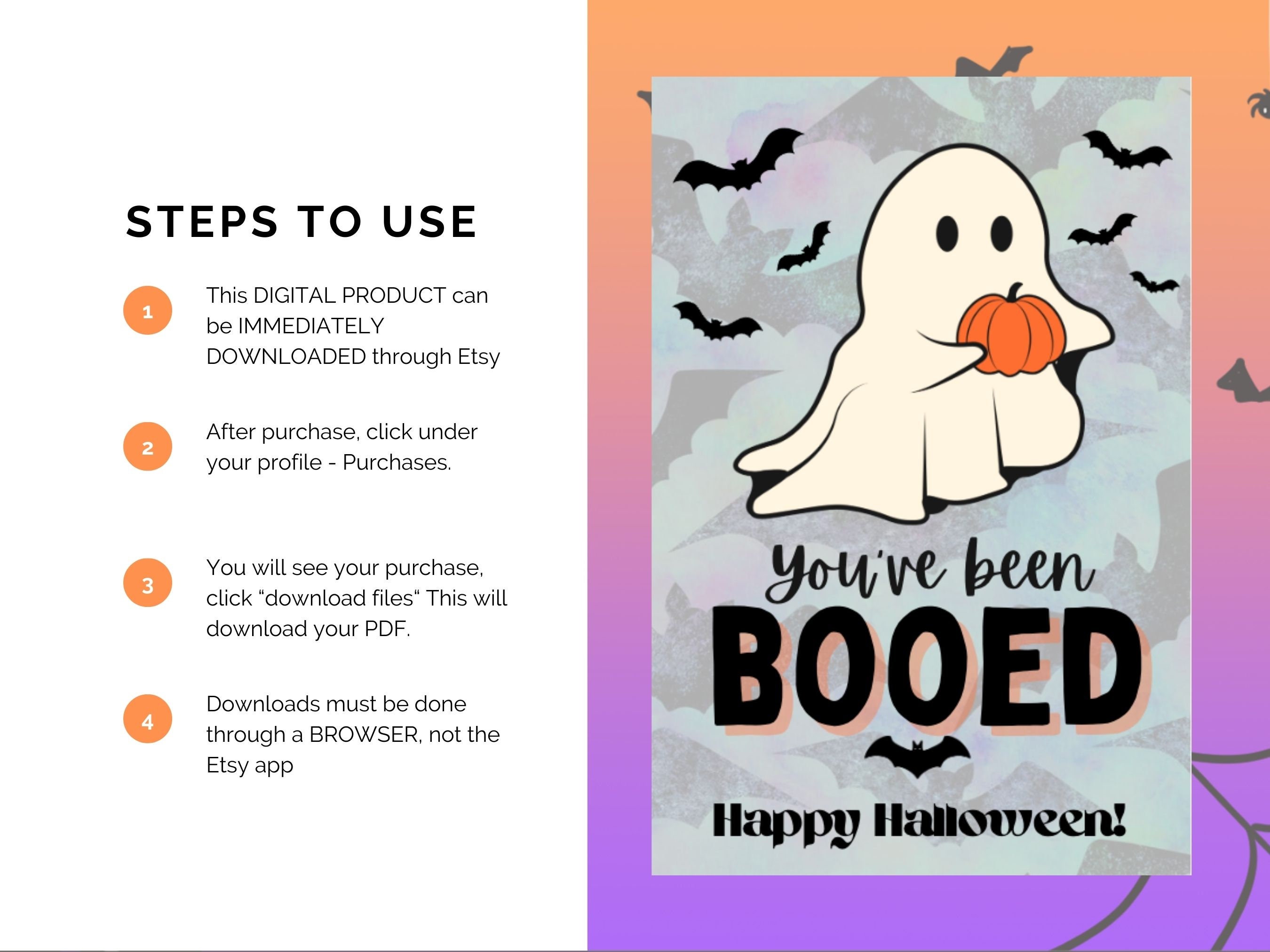 You've Been Booed Gift Tag Printable, Instant Download Halloween Tags ...