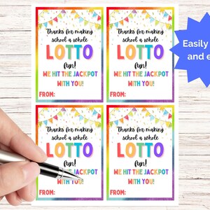 Teacher Appreciation Lottery Printable Gift Tag, Thanks a Lotto for All ...