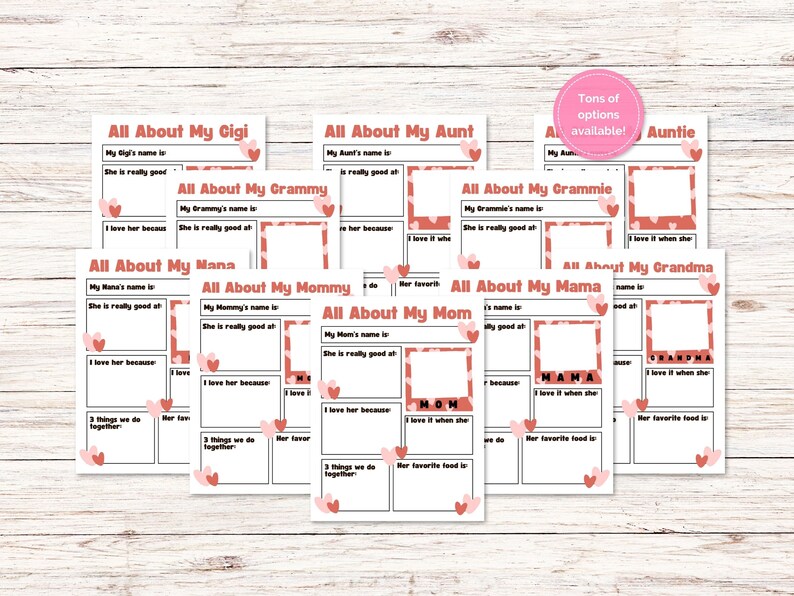All About My Mom, Mother's Day Printable, INSTANT DOWNLOAD, Mother's ...