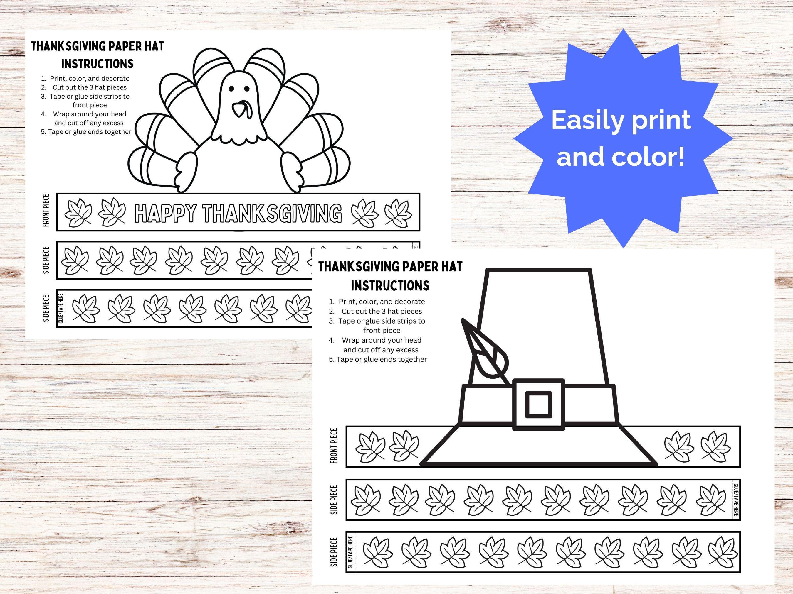 Coronas de papel de pavo de Acción de Gracias / Manualidad de sombrero ...