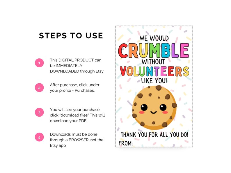 Volunteer Appreciation Printable Gift Tag, Volunteer Thank You Cookie ...