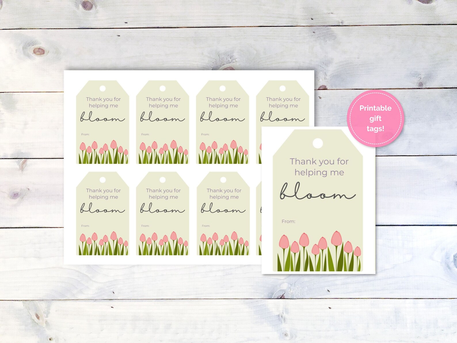 Teacher Appreciation Favor Tag, Printable Floral Thank You Tags, Thank ...