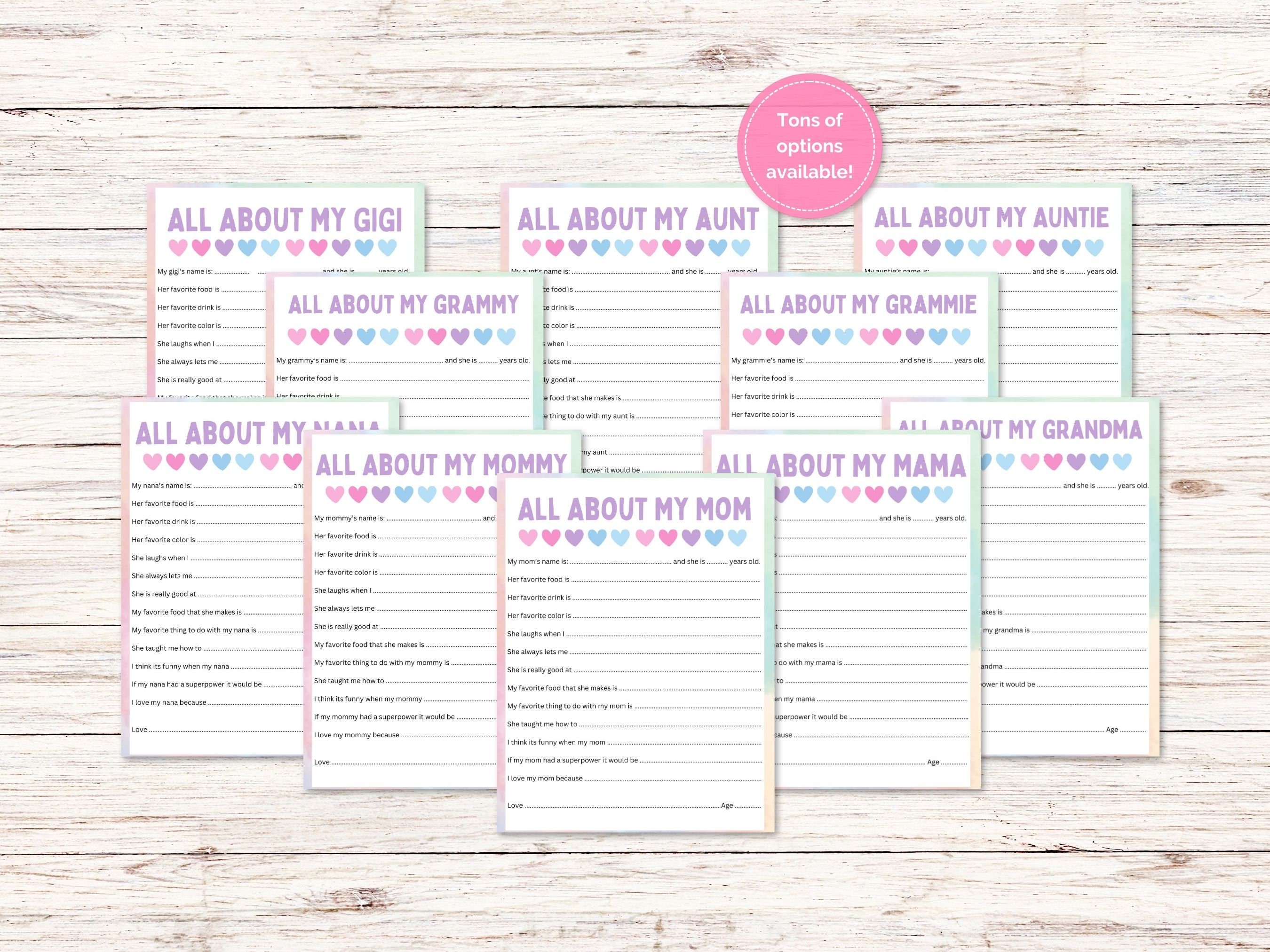 All About My Mom, Mother's Day Printable, INSTANT DOWNLOAD, Mother's ...