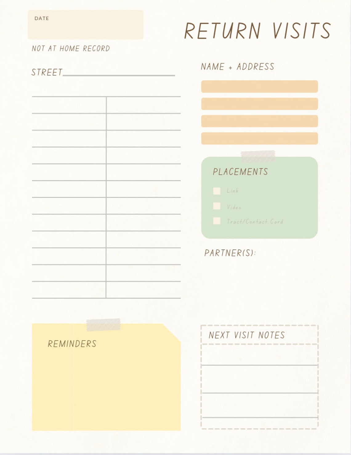 Return Visit Book | Not at Home Notebook, JW, Aesthetically Pleasing ...