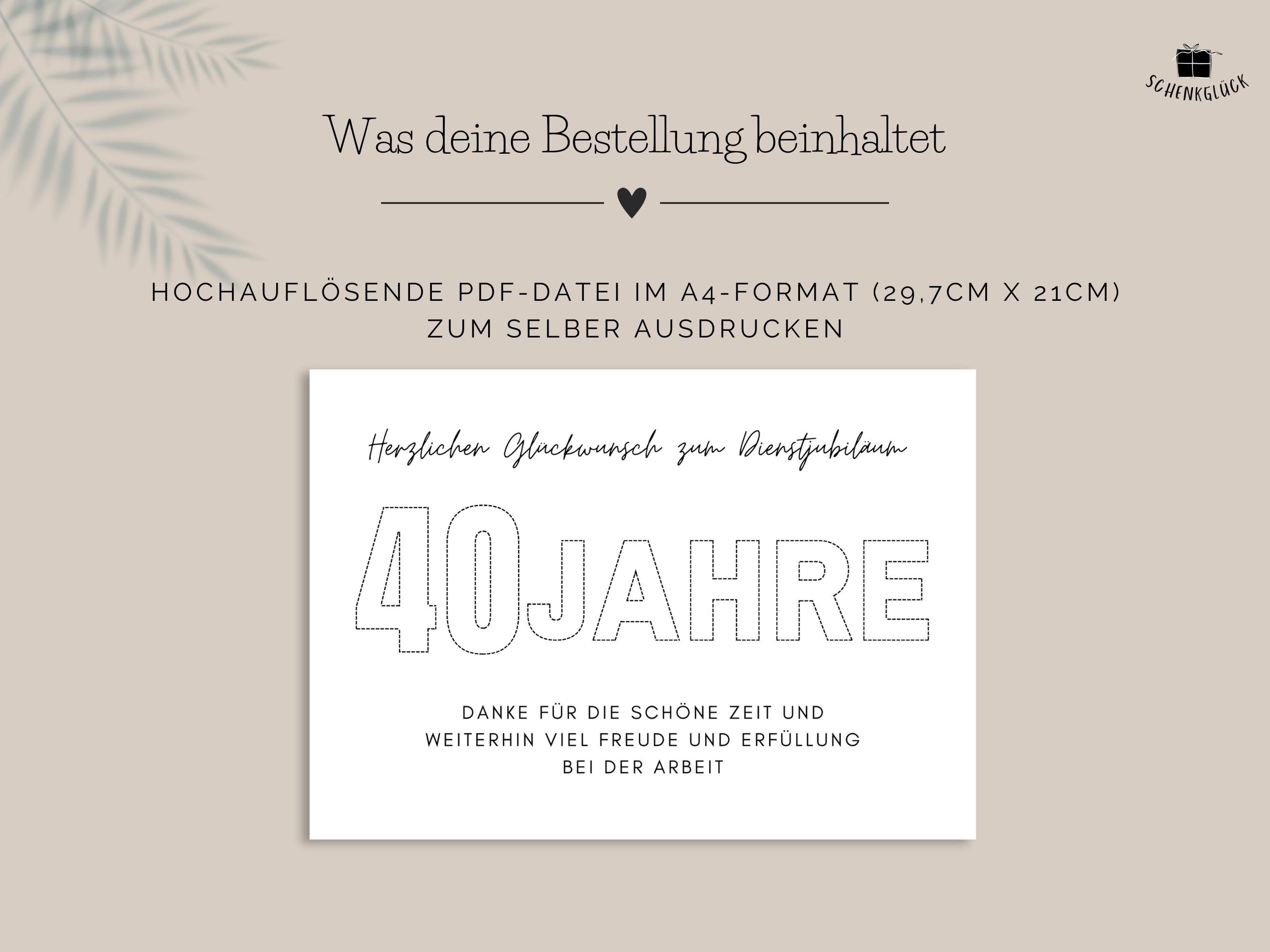 Cash Gift for 40 Years of Service, Available for Immediate Printing ...
