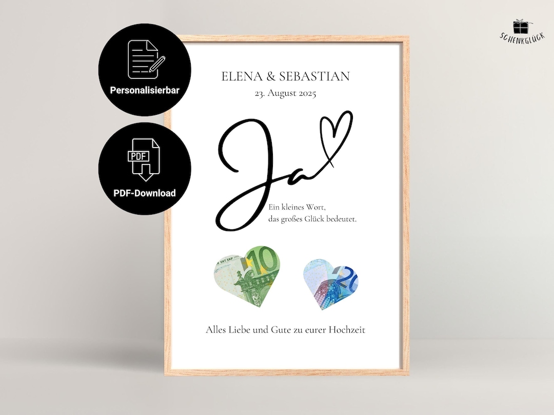 Personalized Wedding Money Gift to Print Wedding Gift Template DIY Gift ...