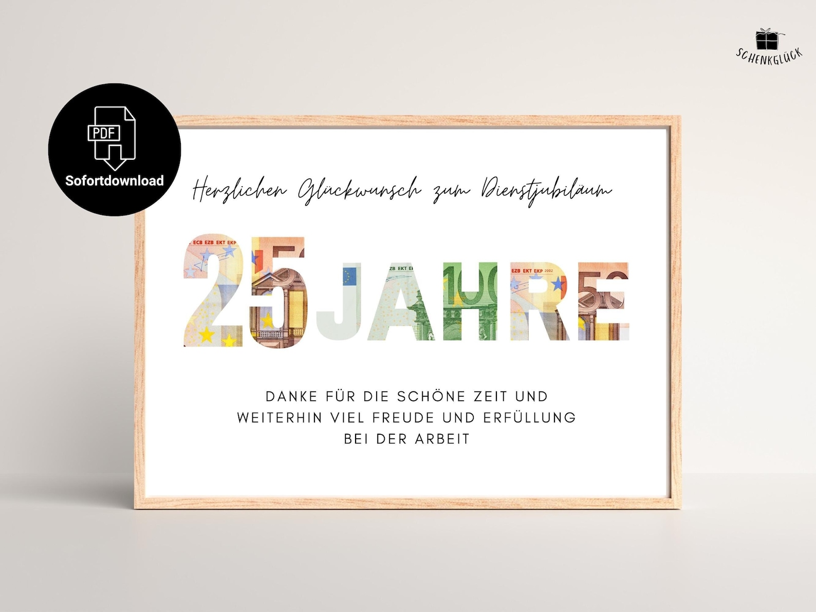 Geschenk zum Betriebsjubiläum 25 Jahre sofort verfügbar zum Ausdrucken | Dienstjubiläum ...