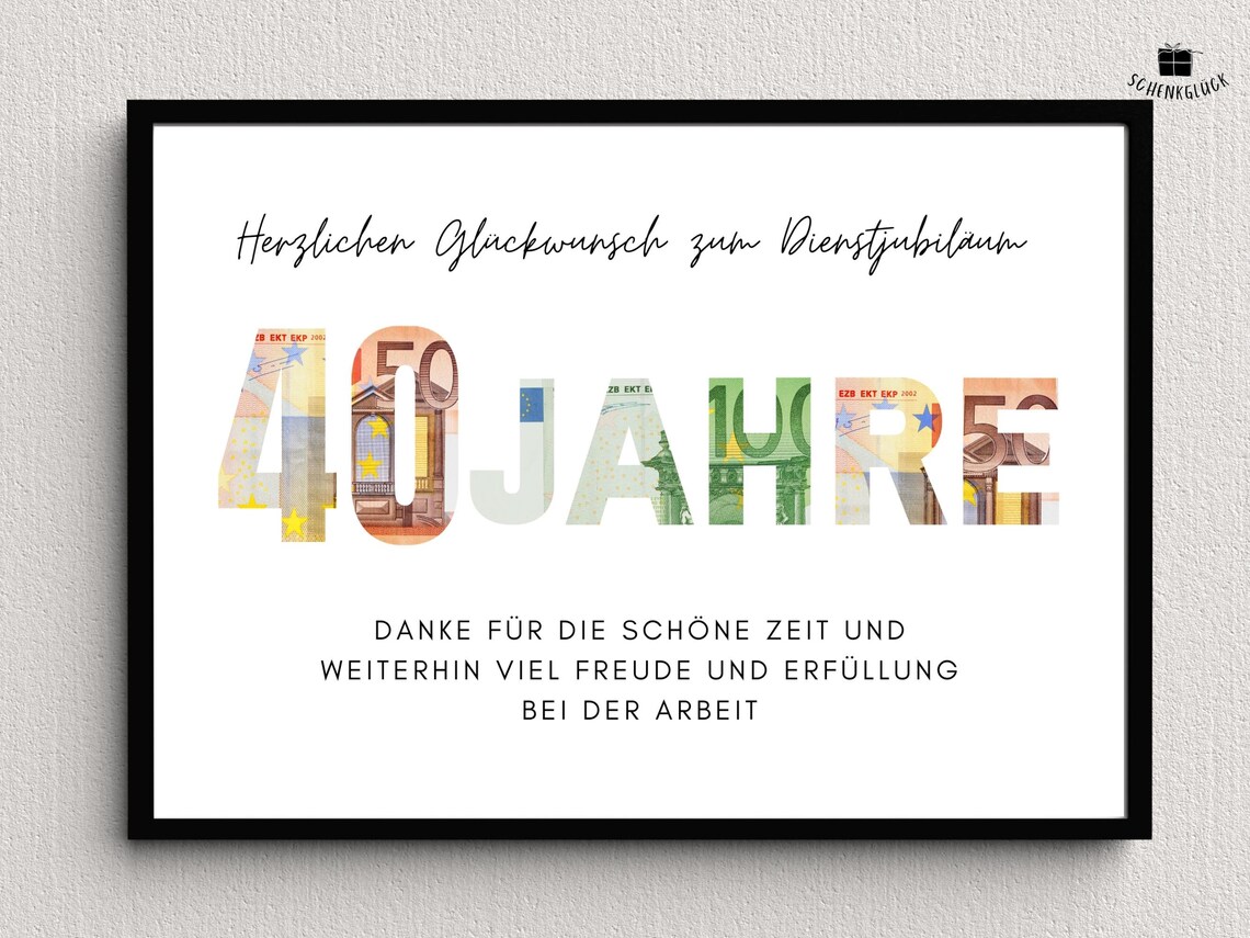 Cash Gift for 40 Years of Service, Available for Immediate Printing ...