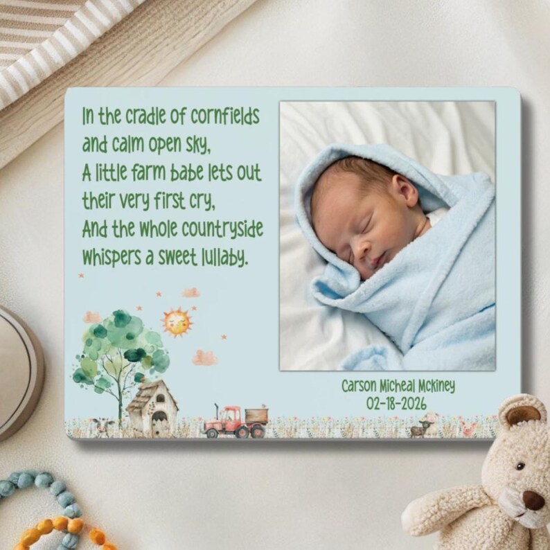 Vintage Farm Baby Birth Keepsake, Personalized Photo Nursery Decor - Etsy