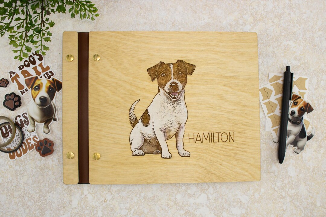 Jack Russel Terrier Dog Memory Book, Personalized Hand Painted Engraved ...