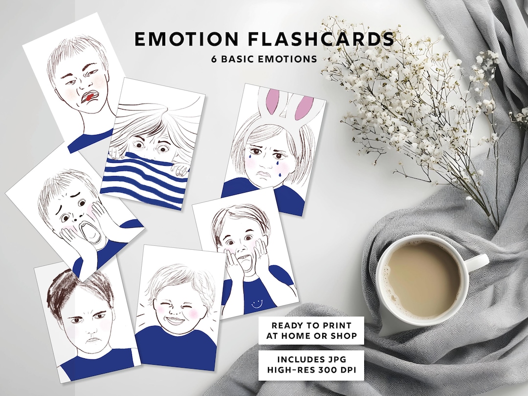 Printable Emotion Flashcards for Kids, Emotional Learning, Feelings ...