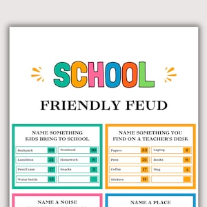 School Friendly Feud Game, Fun Printable School Classroom Activity for ...