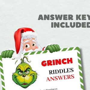 Grinch Riddles Who Am I Game, Funny Christmas Questions and Answers for ...