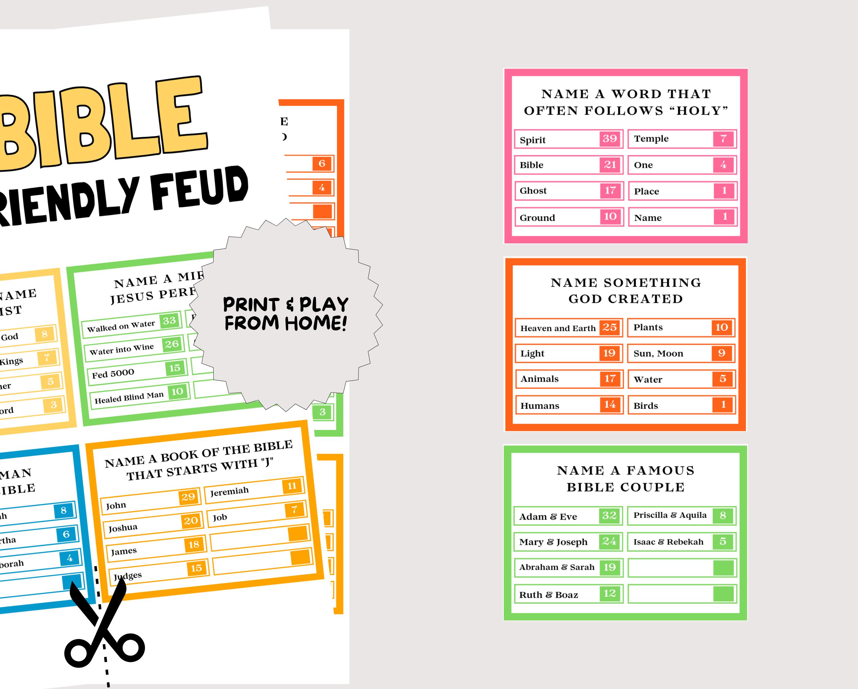 Bible Family Feud, Fun Bible Game for Kids Adults, Bible Friendly Feud ...