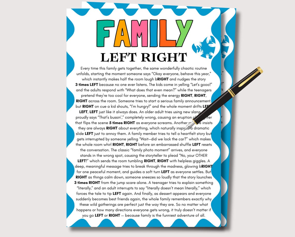 Family Left Right Game, Fun Family Reunion Game for Adults Kids, Family ...