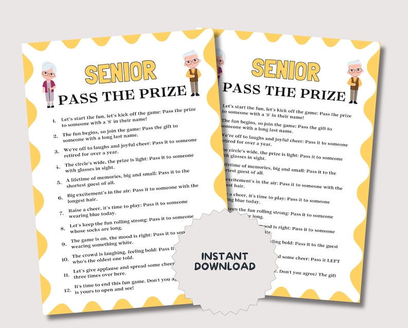 Senior Pass the Prize, Printable Games for Seniors, Pass the Gift Poem ...