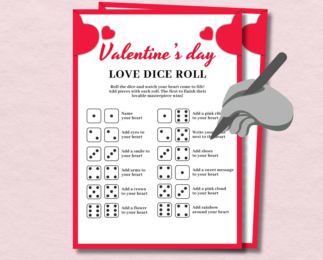 Valentine Roll the Dice Valentines Day Game Printable, Valentines Game ...