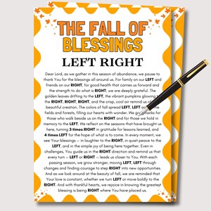 Fall Blessings Left Right Game, Autumn Left Right Game, Fall Bible ...
