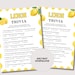 Lemon Trivia Game, Lemon Game for Kids Adults, Lemon Themed Baby Shower ...