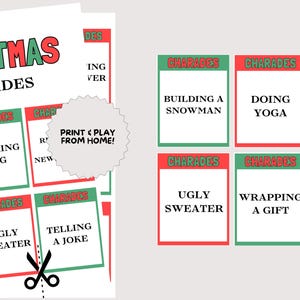 Christmas Charades, Fun Printable Christmas Party Game for Adults Kids ...