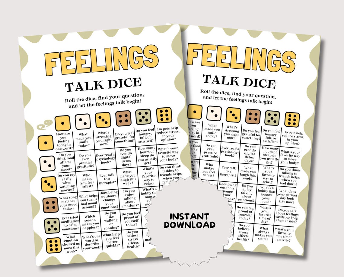 Feelings Talk Dice Game, Mental Health Game for Adults and Kids ...