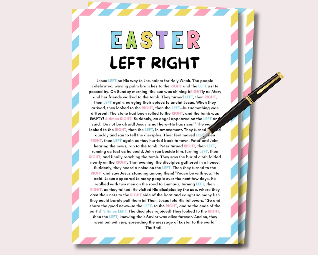 Easter Pass the Prize, Easter Pass the Gift Game, Easter Story Left ...