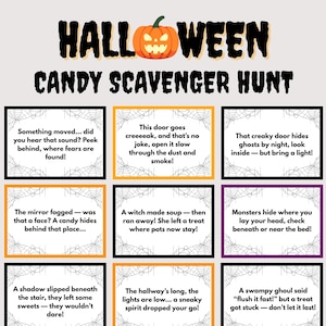Halloween Candy Scavenger Hunt Game, Indoor Halloween Scavenger Hunt ...